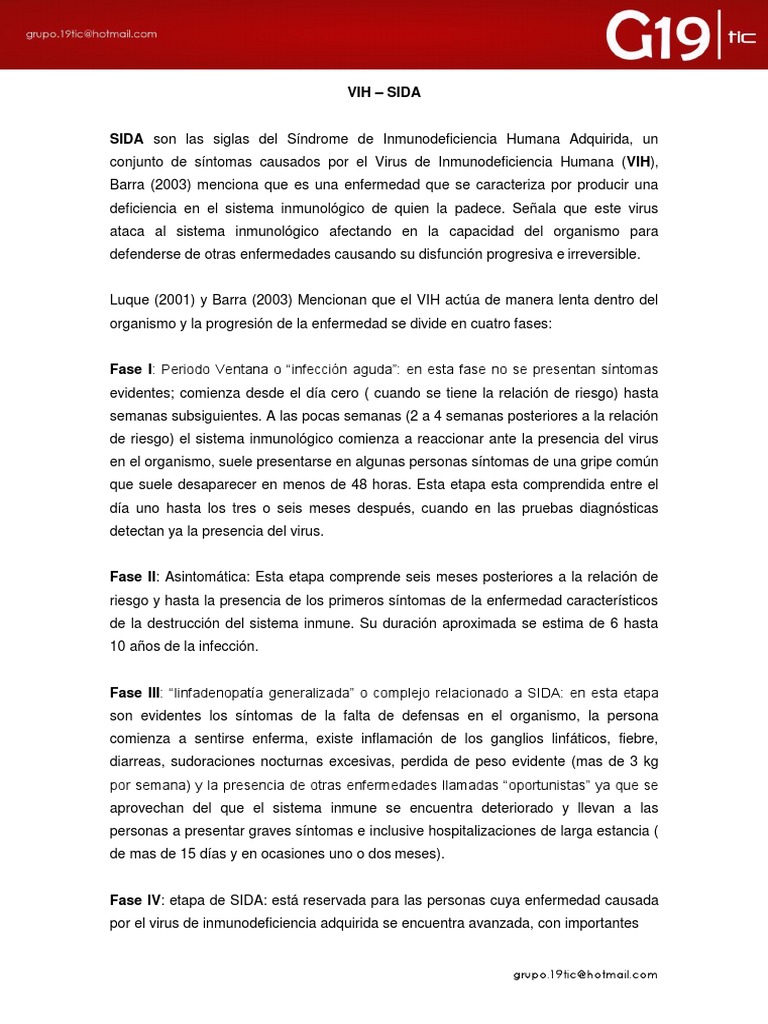 Una explicación detallada de las cuatro fases del VIH/SIDA, sus ...
