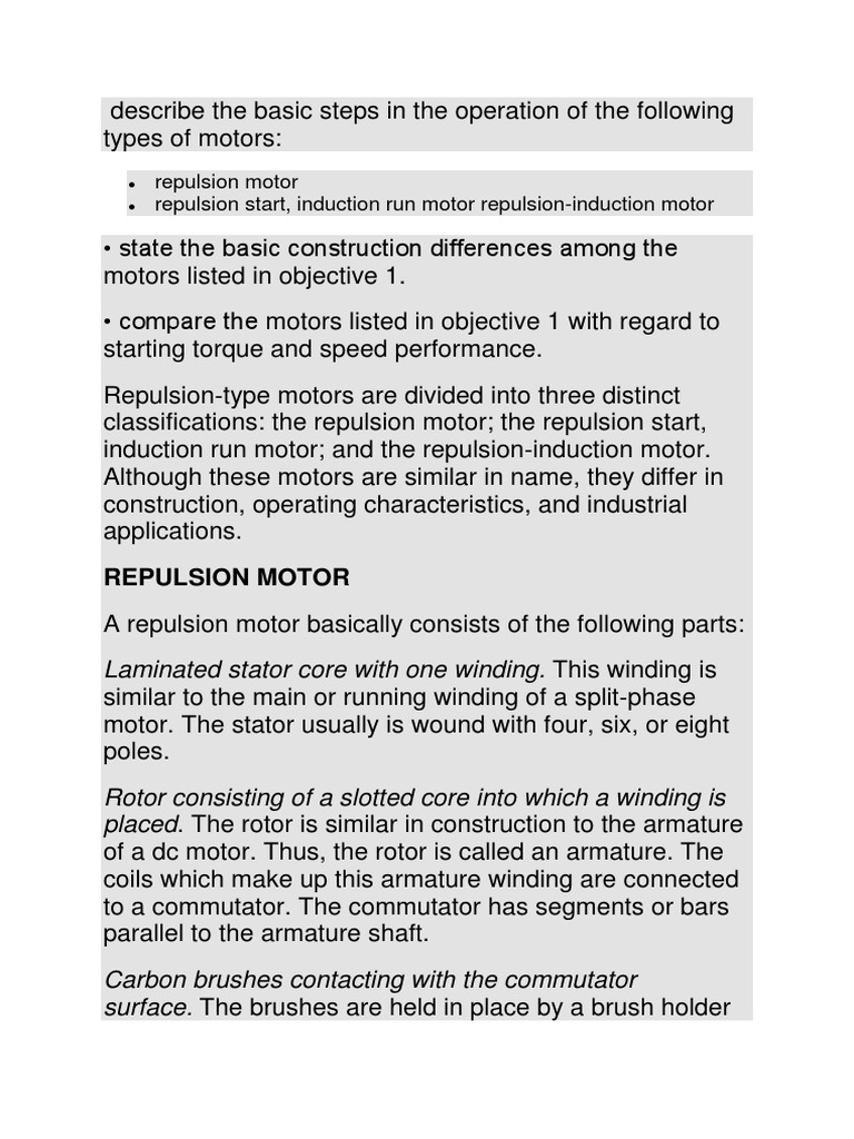 Repulsion Motor (Details From Net) | PDF | Magnetism | Electrical ...