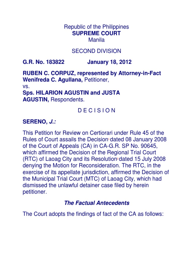 Supreme Court Ejectment Case Decision | PDF | Eviction | Complaint