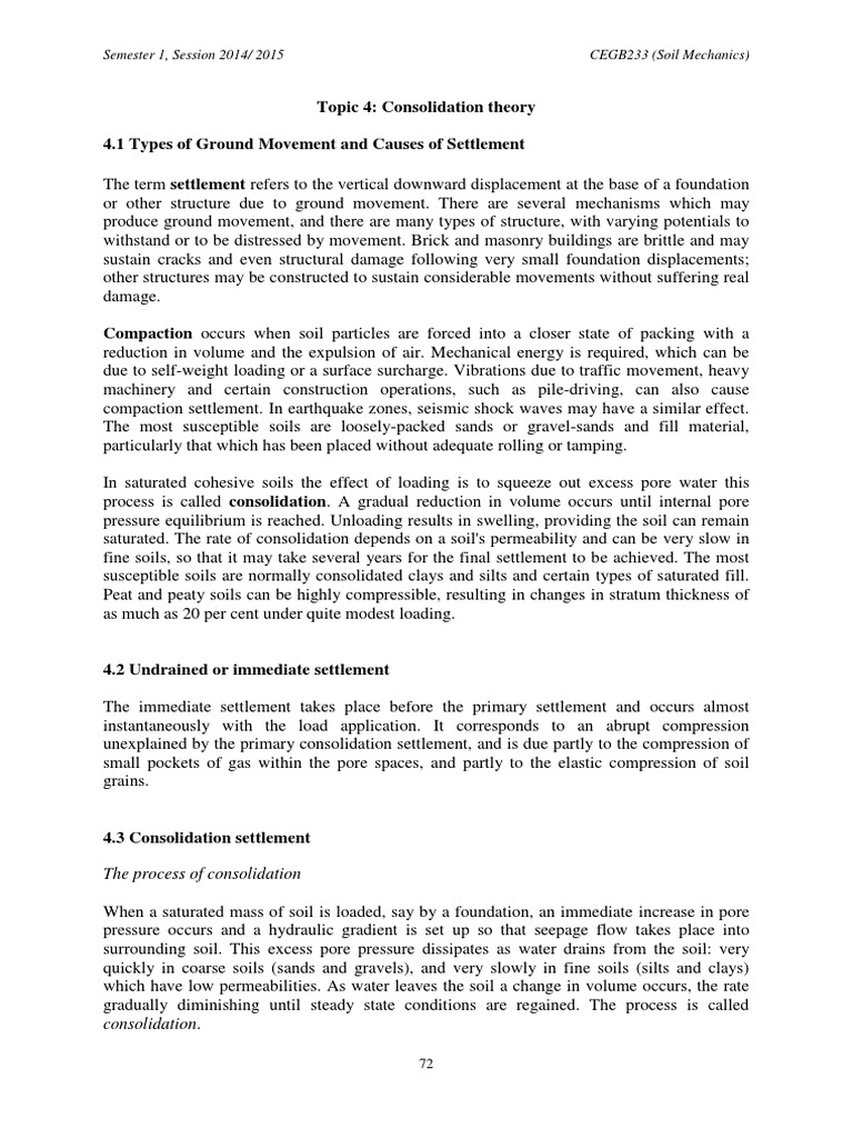 Understanding Consolidation Settlement | PDF | Soil Mechanics | Mechanics