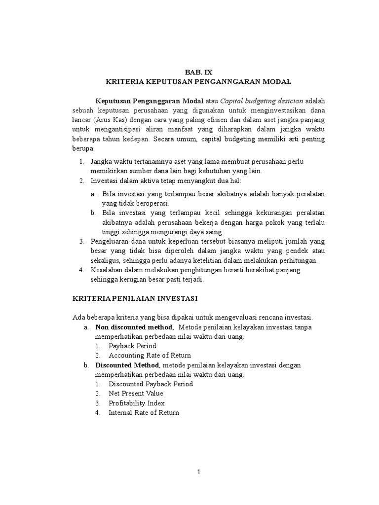 Materi Keputusan Penganggaran Modal | PDF | Karier & Perkembangan | Bisnis