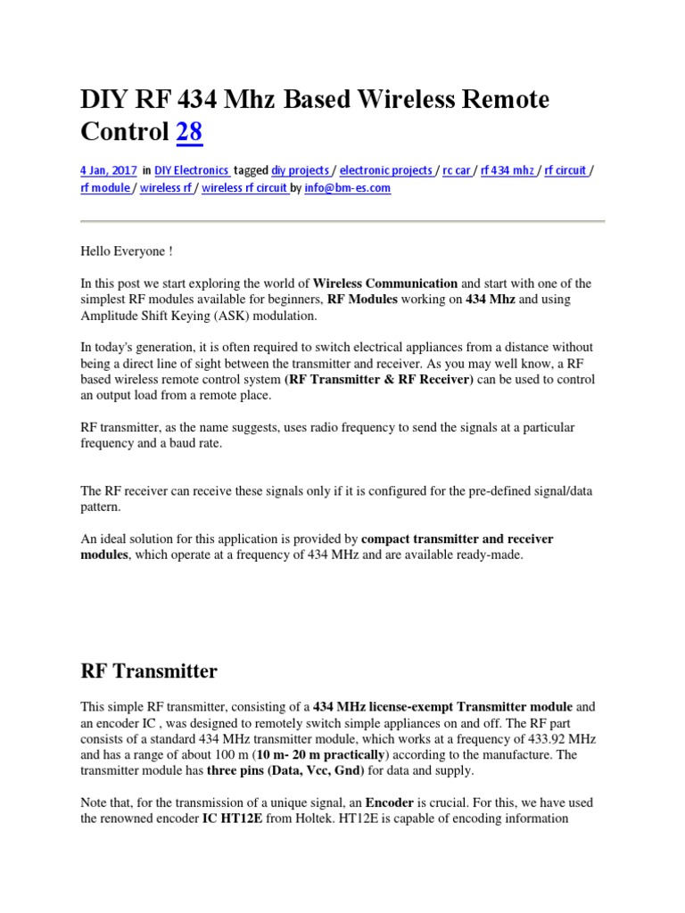 RF Module Interfacing Without Microcontrollers | PDF | Transmitter | Wireless