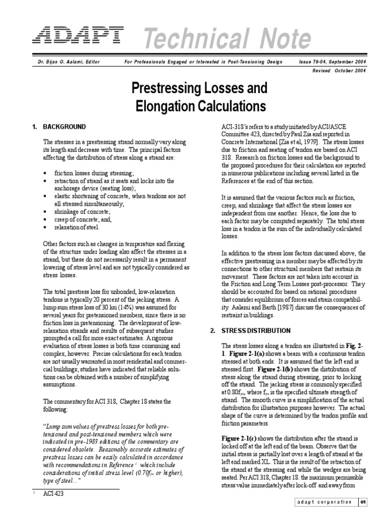 ADAPT T904 Stress Losses PDF | PDF