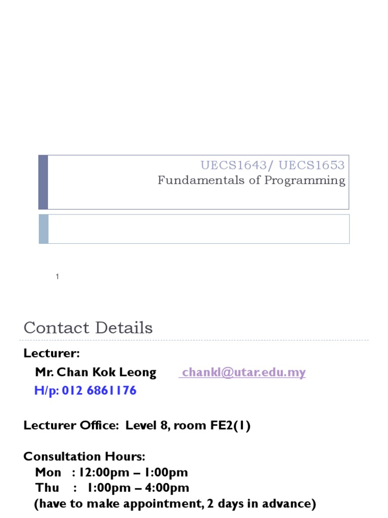 Fundamentals of Programming: UECS1643/ UECS1653 | PDF | Programming Language | Data Type