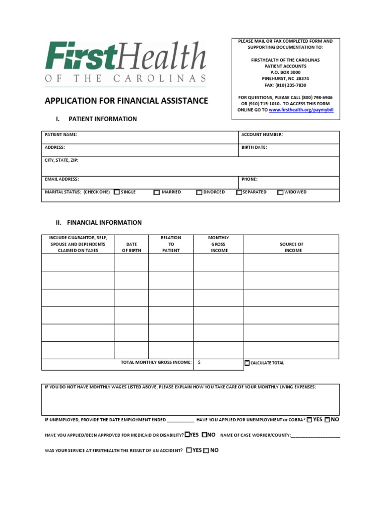 Application For Financial Assistance | PDF | Supplemental Security ...