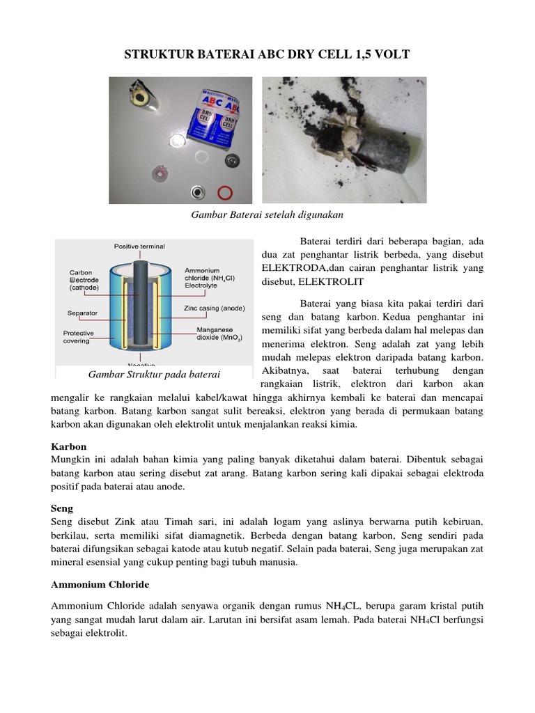 Struktur Baterai ABC Dry Cell 1 | PDF