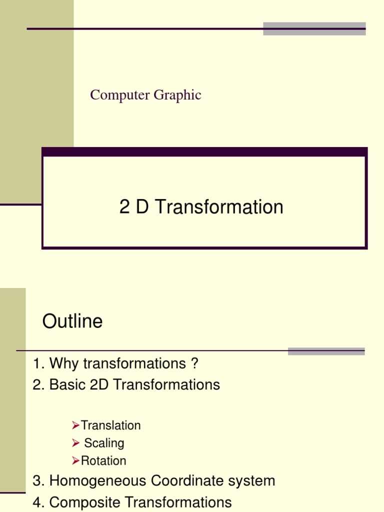 2 D Transformation Computer Graphic Pdf 2 D Computer Graphics Cartesian Coordinate System