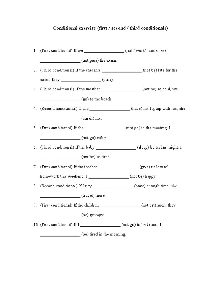 First Second Third Conditional Exercise | PDF