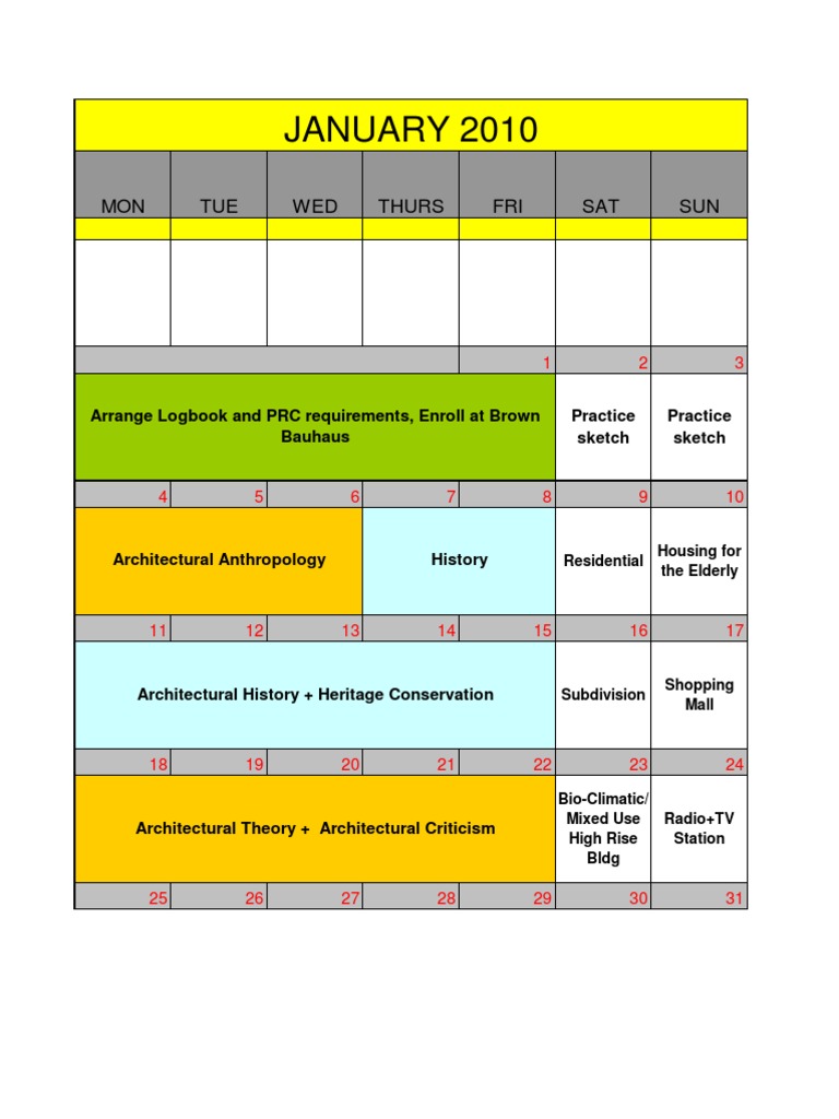 JANUARY 2010: MON TUE WED Thurs FRI SAT SUN | PDF | Art Media | Engineering