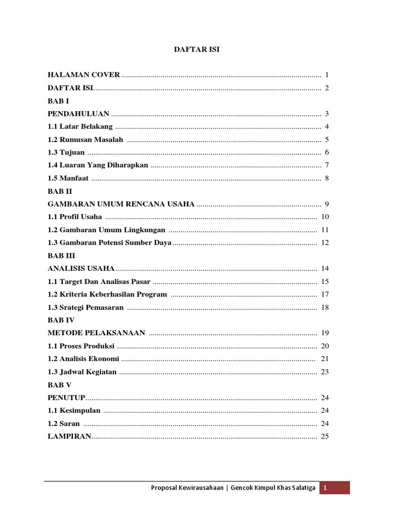 Contoh Proposal Kewirausahaan | PDF