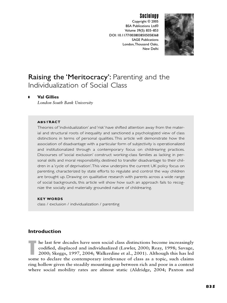 Raising The Meritocracy - Val Gillies | PDF | Social Exclusion | Sociology