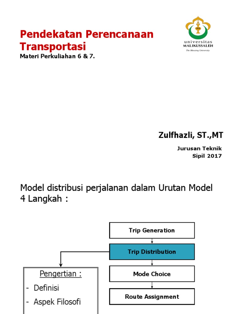 Materi 6-7. Model Distribusi Perjalanan (Trip Distribution) | PDF