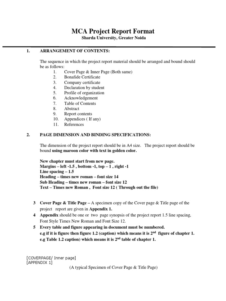 MCA Project Report Format: (COVERPAGE/ Inner Page) (Appendix 1) | PDF | Academic Degree | Design