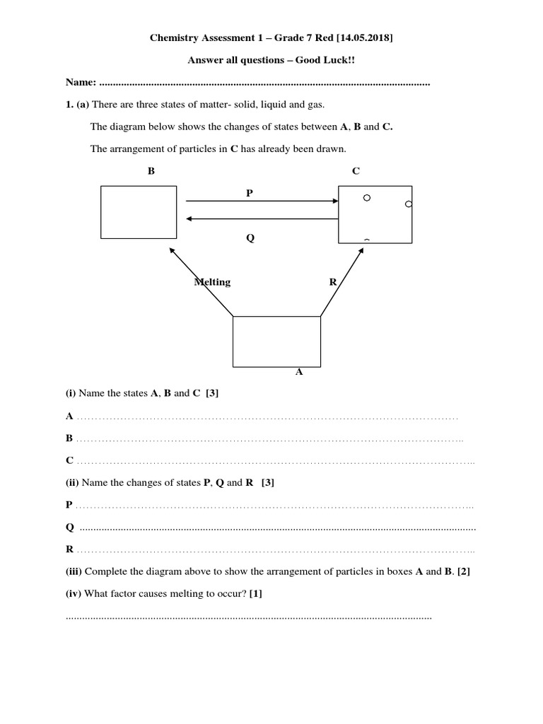 States and Properties of Matter Quiz | PDF | Matter | Chemical Elements