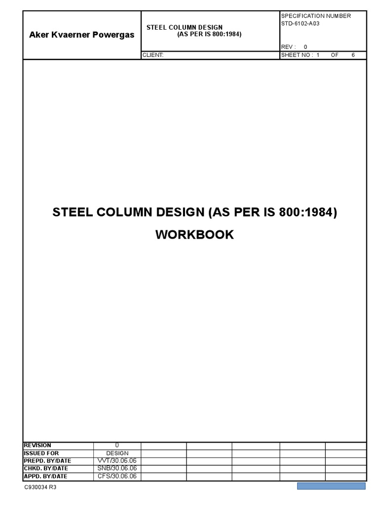 Steel Column Design.xls | Buckling | Bending