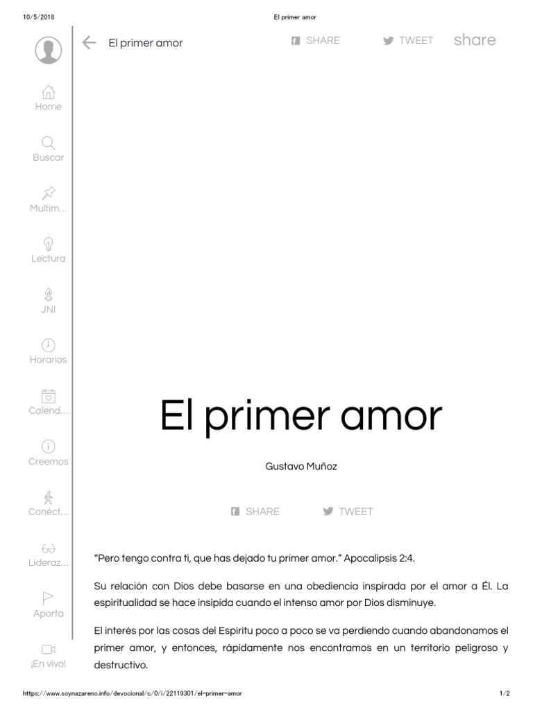 Retorna a tu primer amor por Dios | PDF | Pecado | Amor