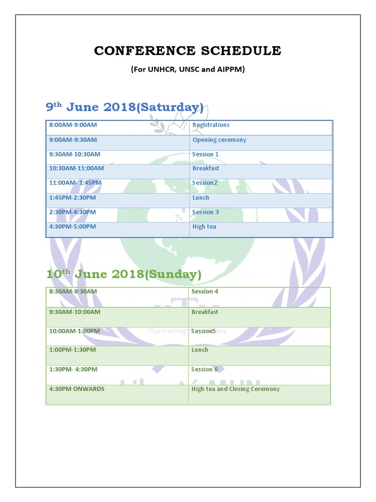 Conference - Schedule - PDF Mun Kanav | PDF