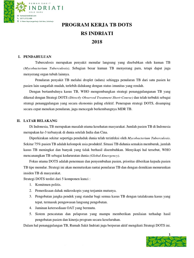 Program Kerja TB Dots 2018 | PDF