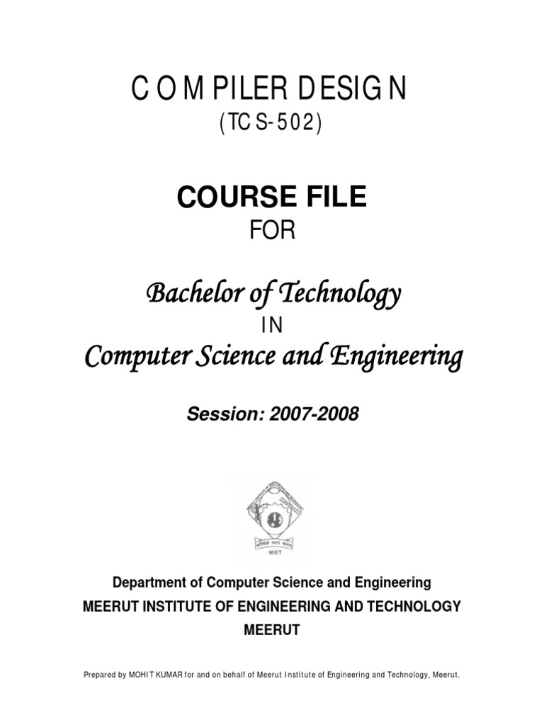 Compiler Design Notes For Uptu Syllabus PDF | PDF