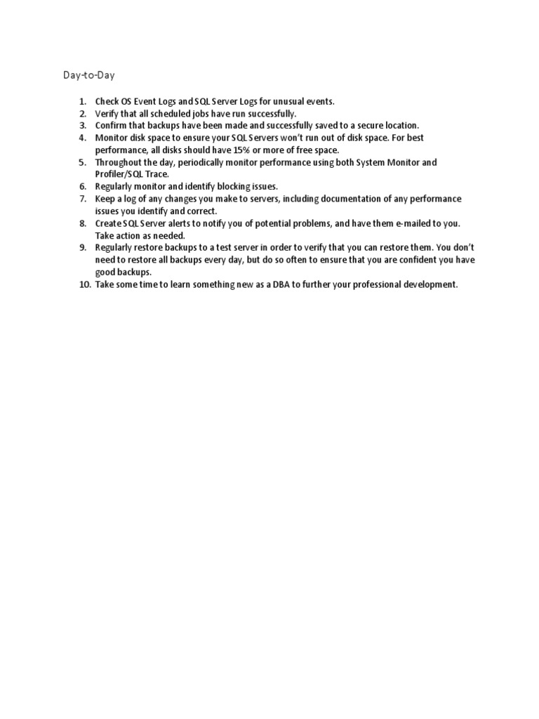 DBA Checklist | PDF | Database Index | Backup