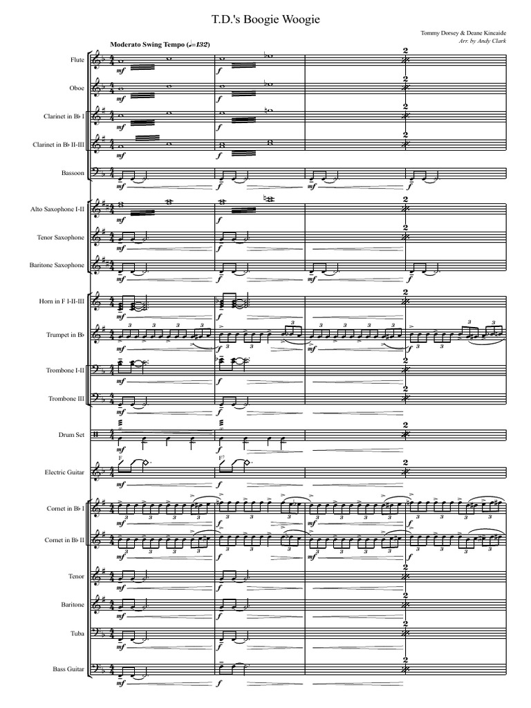 Boogie Woogie - Score and Parts | PDF | Saxophone | Musical Compositions