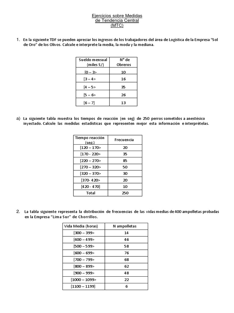ejercicios de media arimetica, mediana y moda | Análisis estadístico | Estadísticas descriptivas