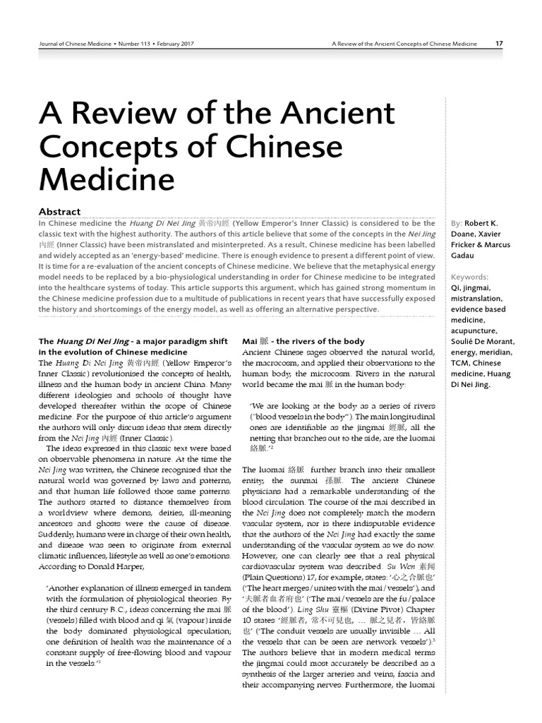 A Review of The Ancient Concepts of Chinese Medicine | PDF ...