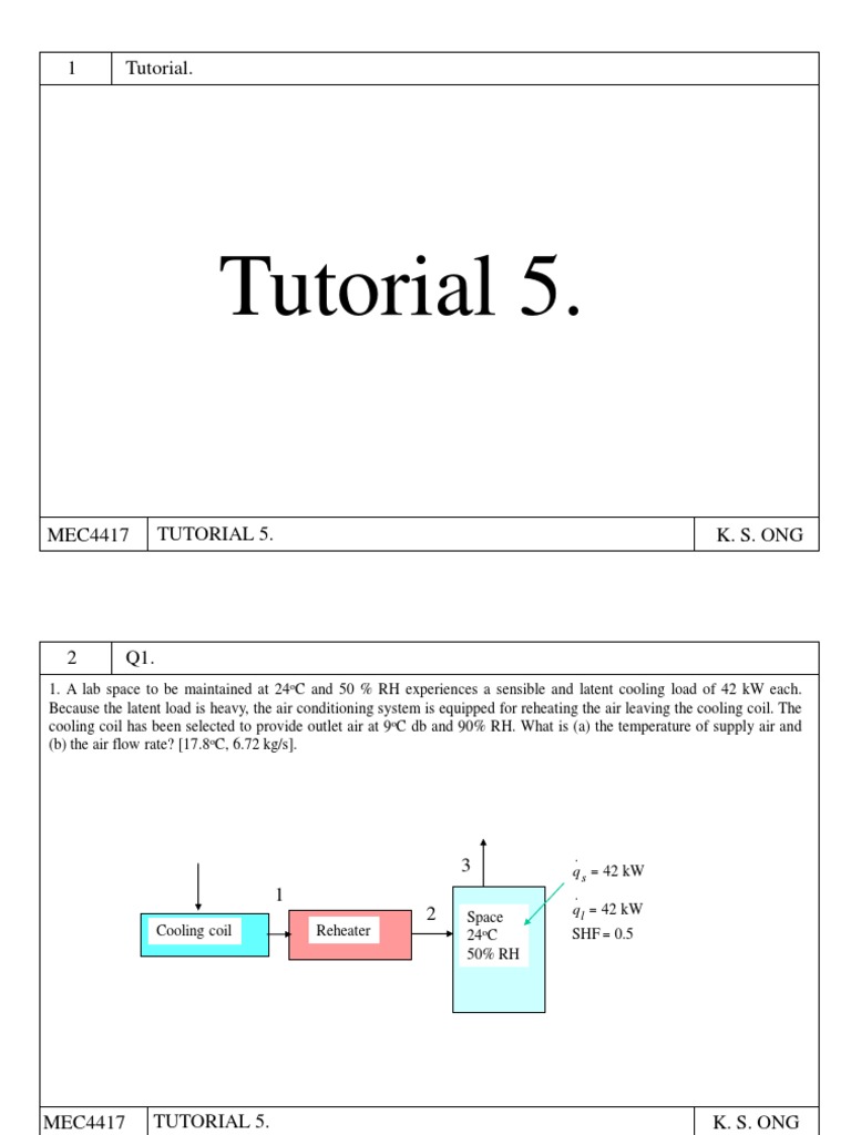 MEC4417 - Tutorial 5 | PDF | Air Conditioning | Refrigeration
