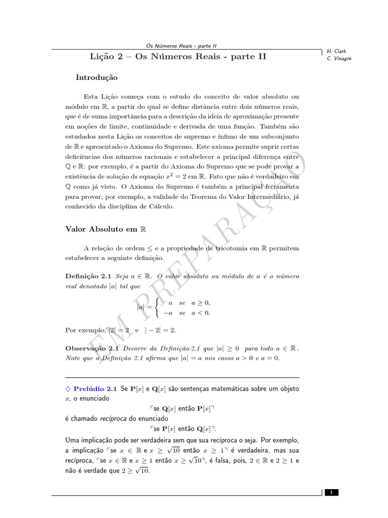 Lição 2 - Supremo e Ínfimo | PDF | Conjunto (Matemática) | Axioma