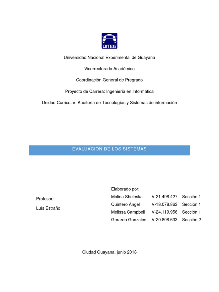 Evaluacion de Los Sistemas | PDF | Sistema de informacion | Software