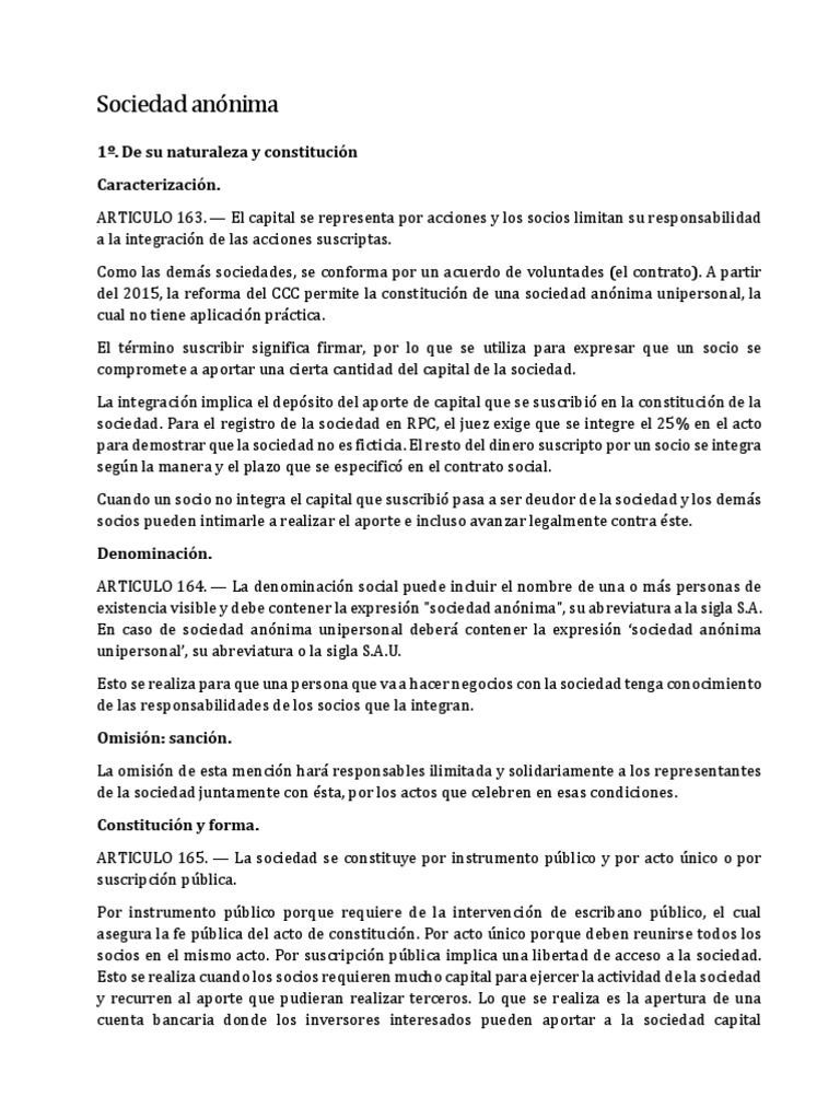 Sociedad Anónima | PDF | Sociedad de responsabilidad limitada | Compartir (Finanzas)