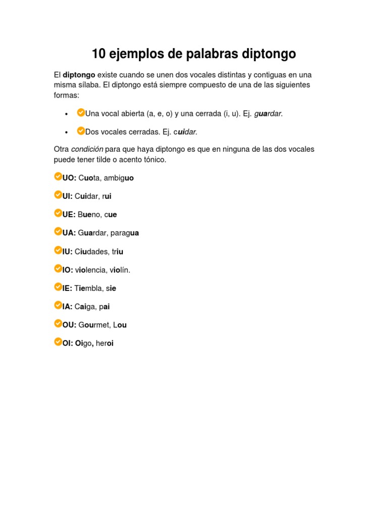 10 Ejemplos de Palabras Diptongo | PDF | Número primo | Matemática ...