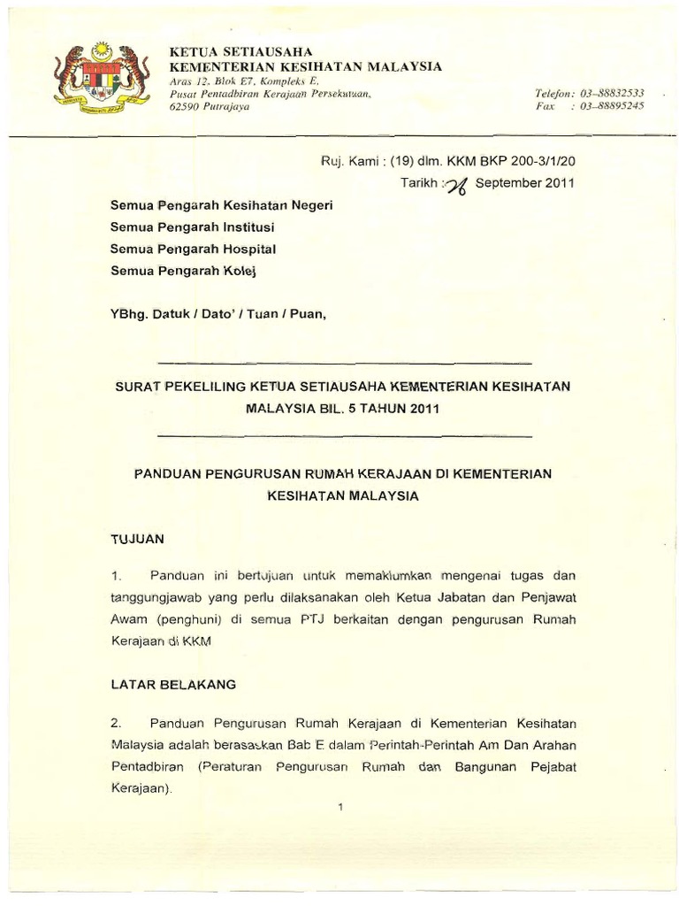 Surat Pekeliling KSU KKM Bil.5 Tahun 2011-2 PDF | PDF