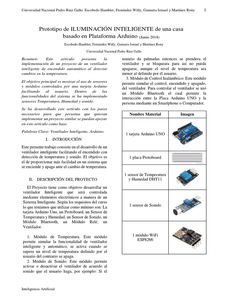 Informe Final de Inteligencia Artificial | PDF | Arduino | Inteligencia artificial