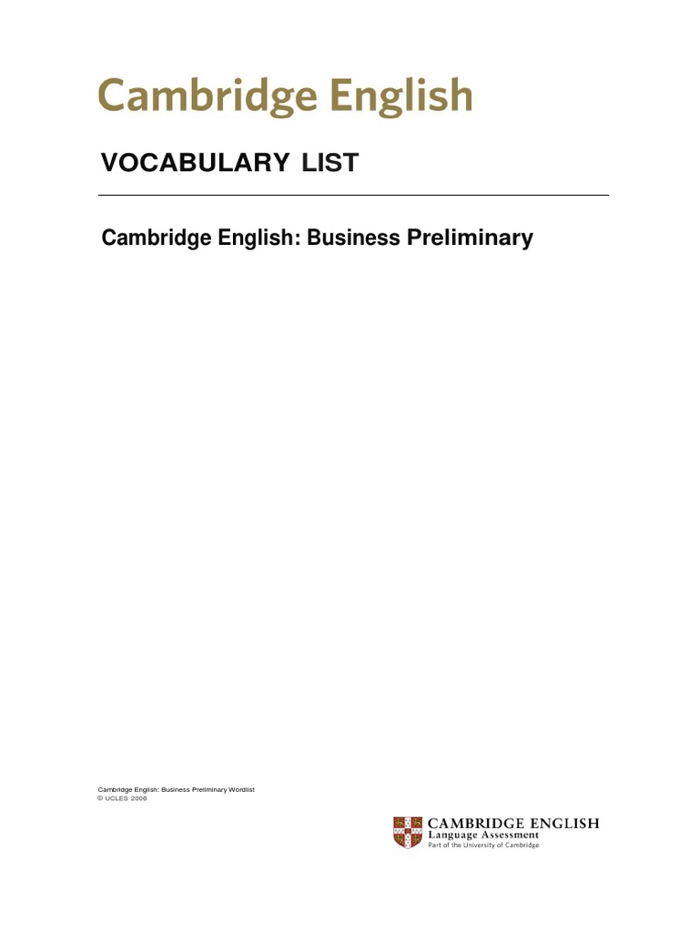 Vocabulary List PDF | PDF