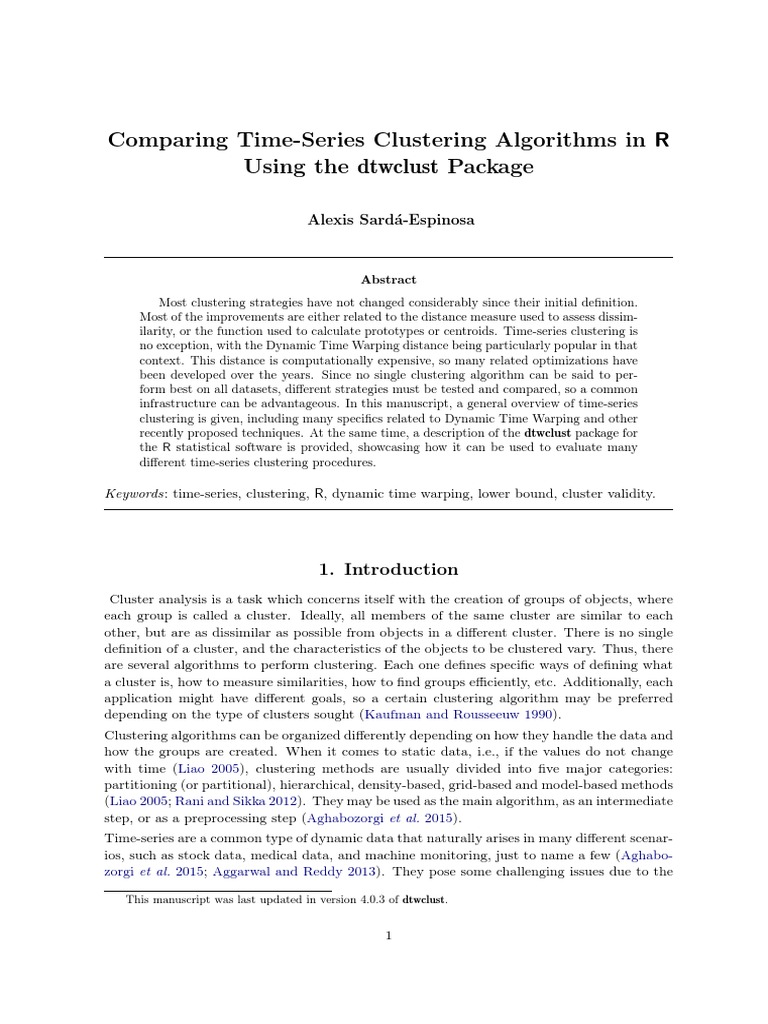Dtwclust | PDF | Cluster Analysis | R (Programming Language)