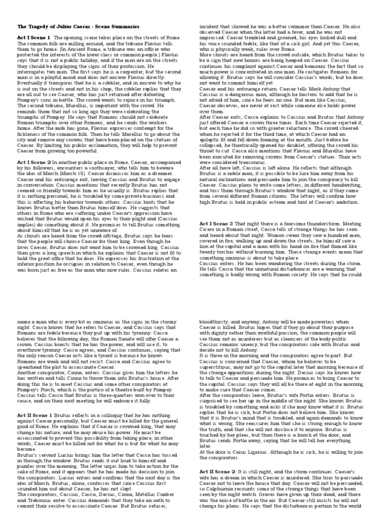 Julius Caesar Scene Summaries | PDF | Marcus Junius Brutus The Younger ...