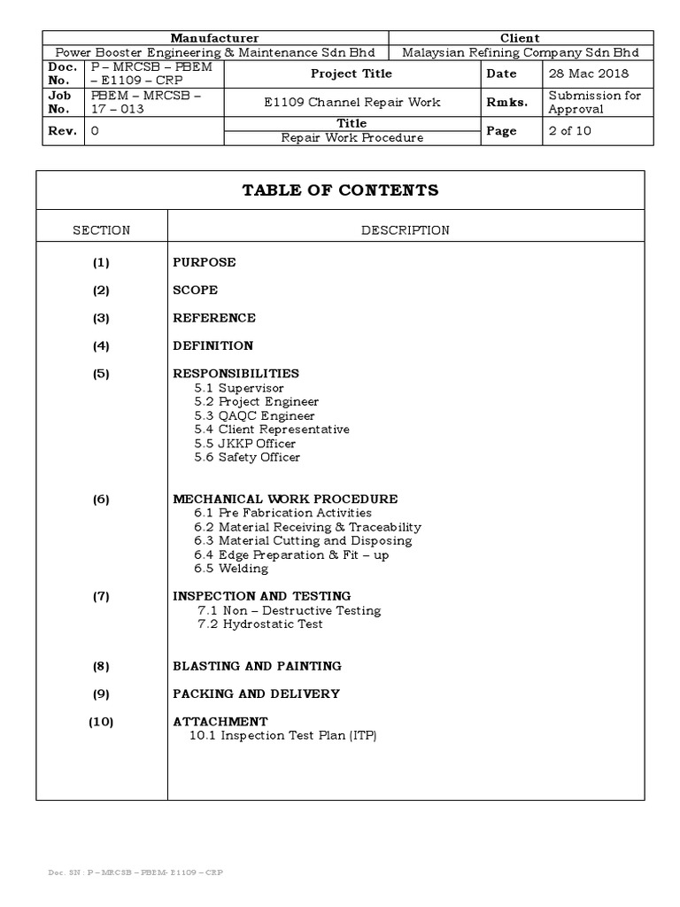 01 Work Repair Procedure.pdf | Nondestructive Testing | Welding