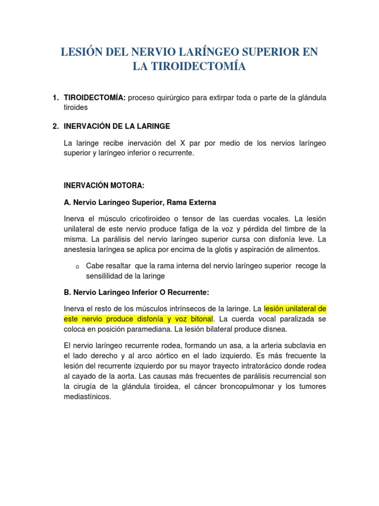NERVIO LARINGEO SUPERIOR Correccion | PDF | Especialidades Medicas ...