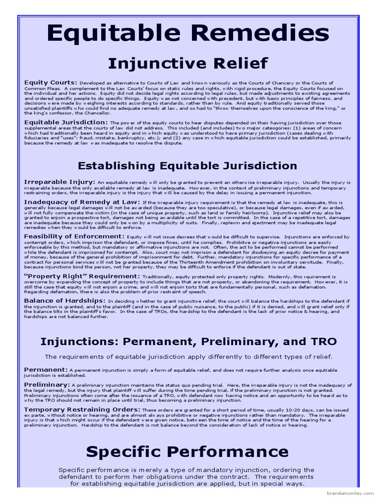 Understanding Injunctive Relief in Equity | PDF | Injunction | Equity (Law)