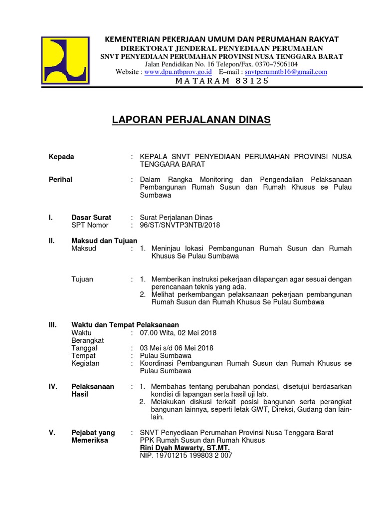 LAPORAN PERJALANAN DINAS Bu Lilik | PDF