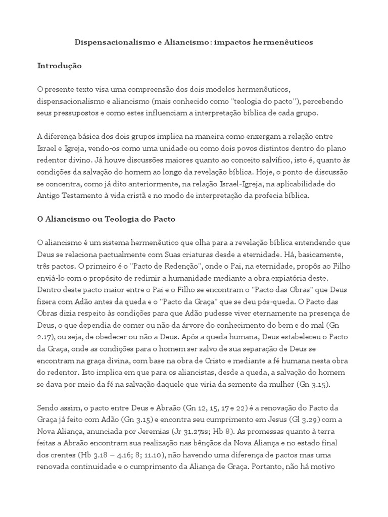 Dispensacionalismo e Aliancismo | PDF | Dispensacionalismo | Igreja ...