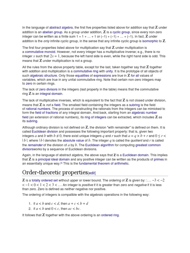 Integer | PDF | Integer | Ring (Mathematics)
