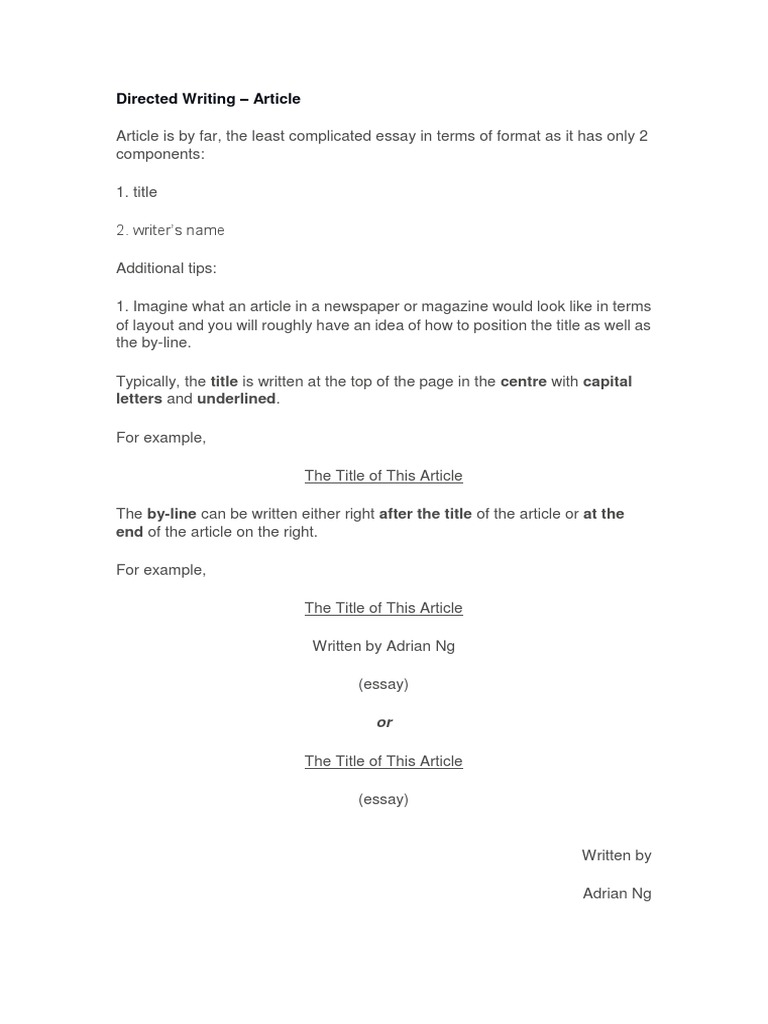 Directed Writing - Article | Download Free PDF | Essays | Newspapers