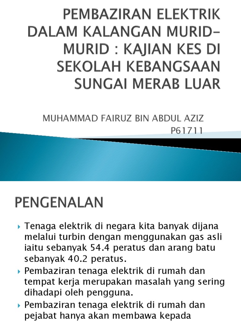 Pembaziran Elektrik Dalam Kalangan Murid Murid | PDF