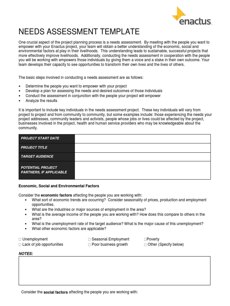 Needs Assessment Template | PDF | Needs Assessment | Community