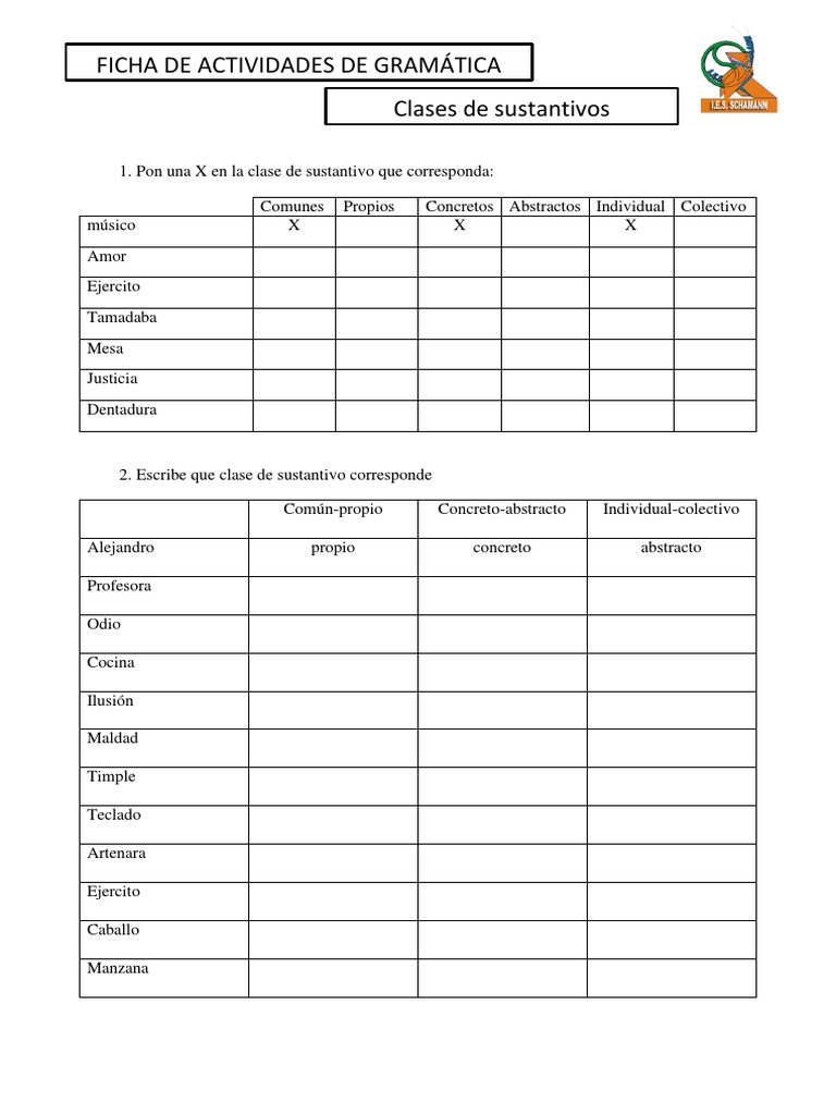 Ejercicio Sustantivos PDF | PDF | Hogar, jardinería y bricolaje