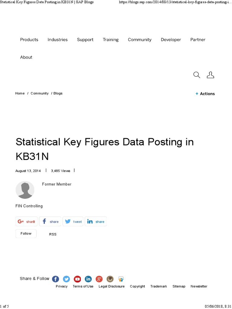 Statistical Key Figures SKF Posting KB31N SAP CO | PDF | Statistics | Blog