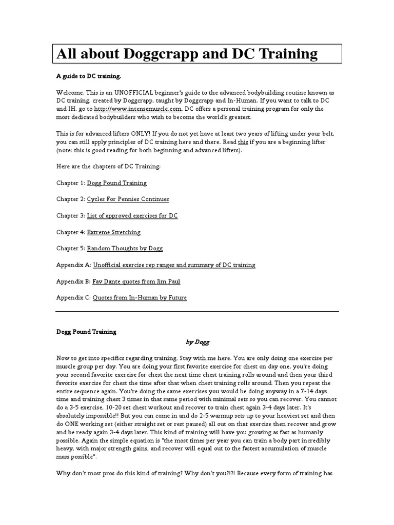 All About Doggcrapp and DC Training | PDF | Recreation | Weightlifting