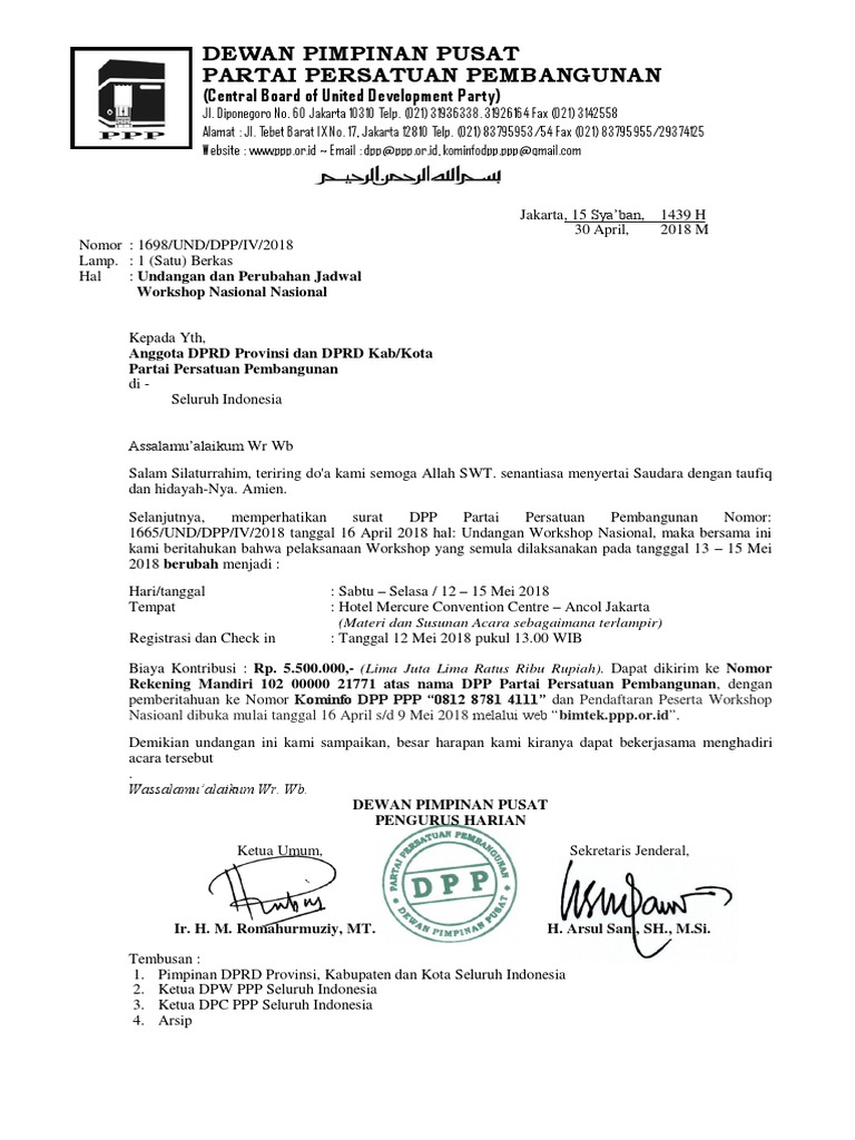 Revisi Und & Perubahan Jadwal Workshop PPP | PDF